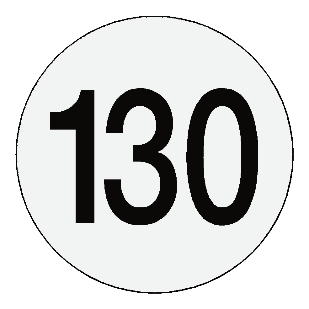 Reflective 130 Kph Speed Limit Sticker Reflective | Safety-Label.co.uk