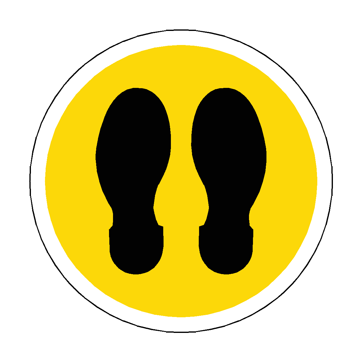 Footprint Floor Sticker - Yellow | Safety-Label.co.uk