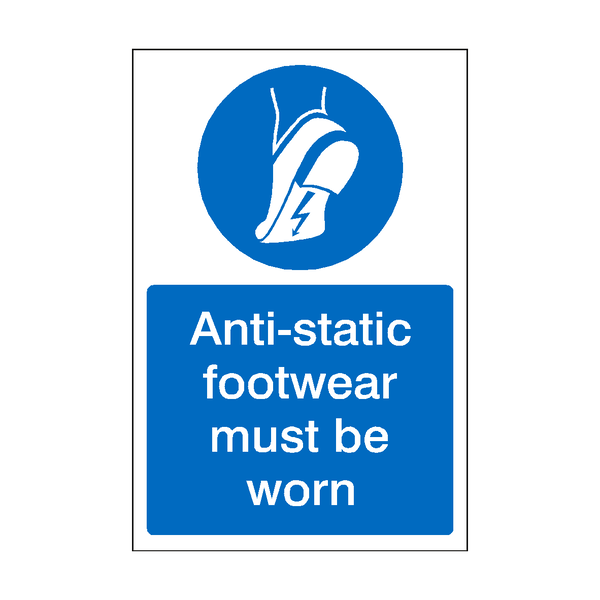 Anti-Static Footwear Must Be Worn Sticker | Safety-Label.co.uk