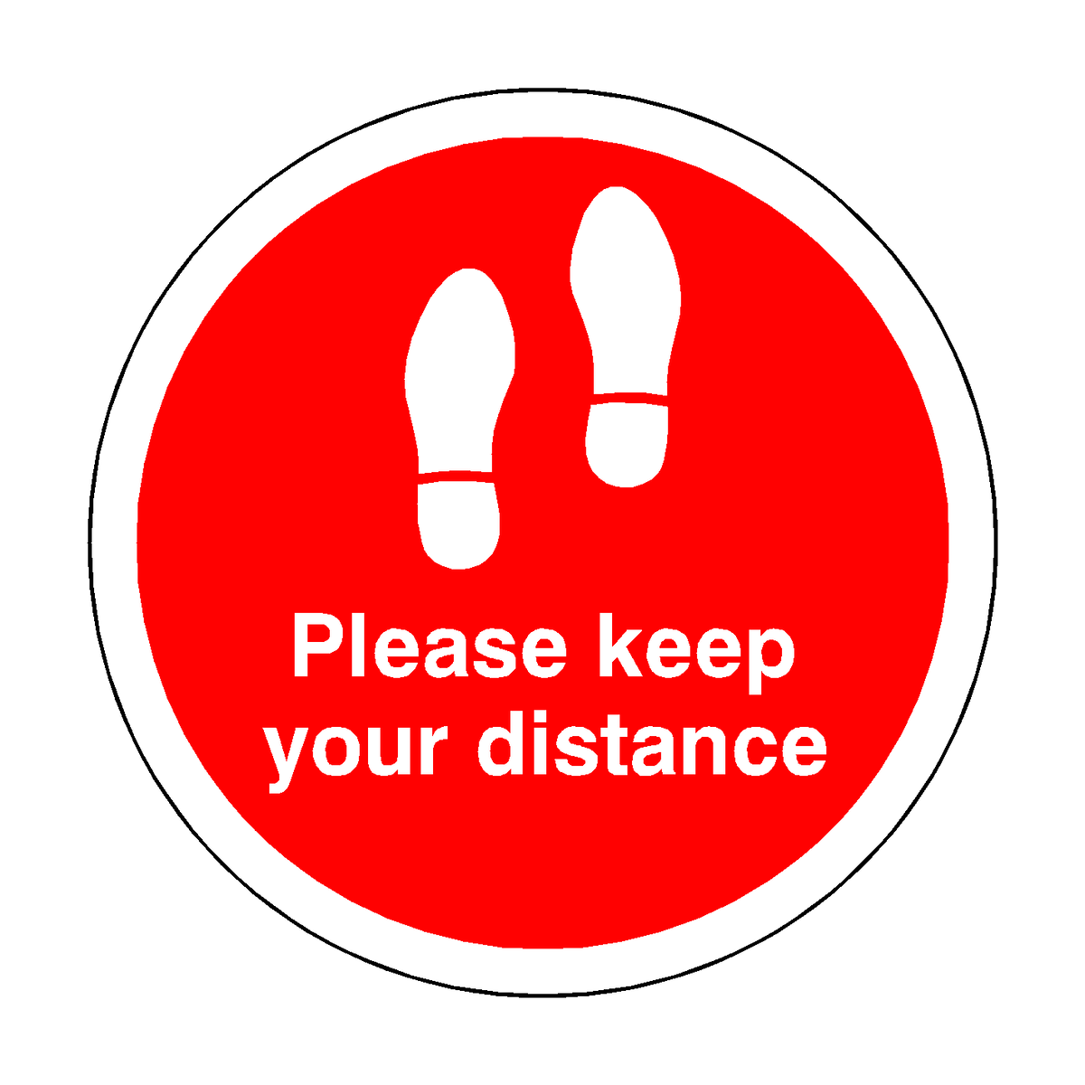Please Keep Your Distance Floor Sticker - Red