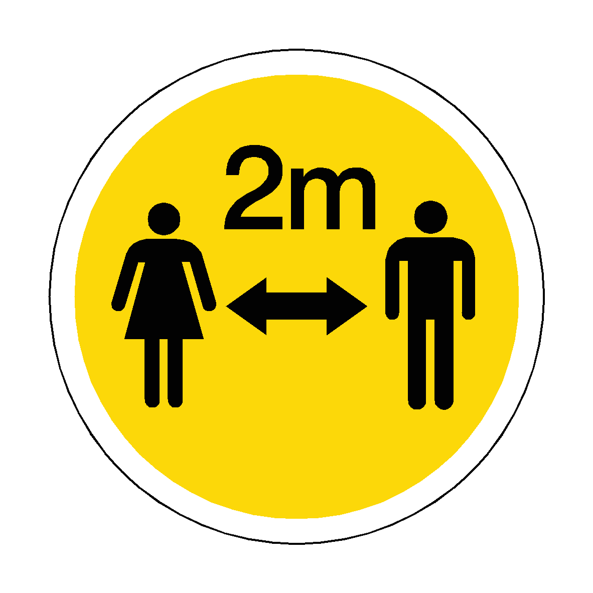 2 Metres Gap Floor Sticker - Yellow | Safety-Label.co.uk