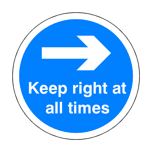 Keep Right At All Times Floor Sticker - Blue | Safety-Label.co.uk