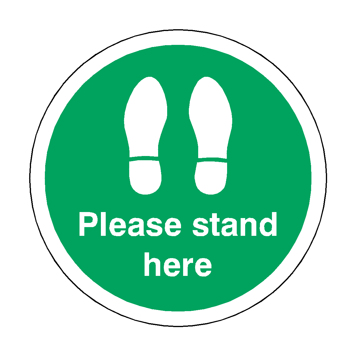 Please Stand Here Floor Sticker - Green | Safety-Label.co.uk