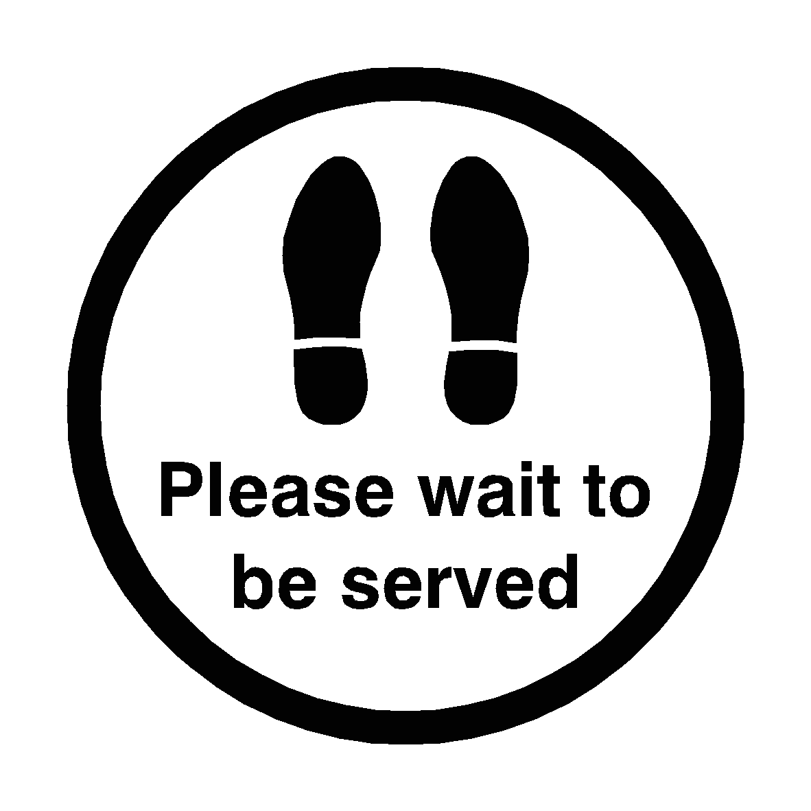 Please Wait To Be Served Floor Sticker - Black | Safety-Label.co.uk