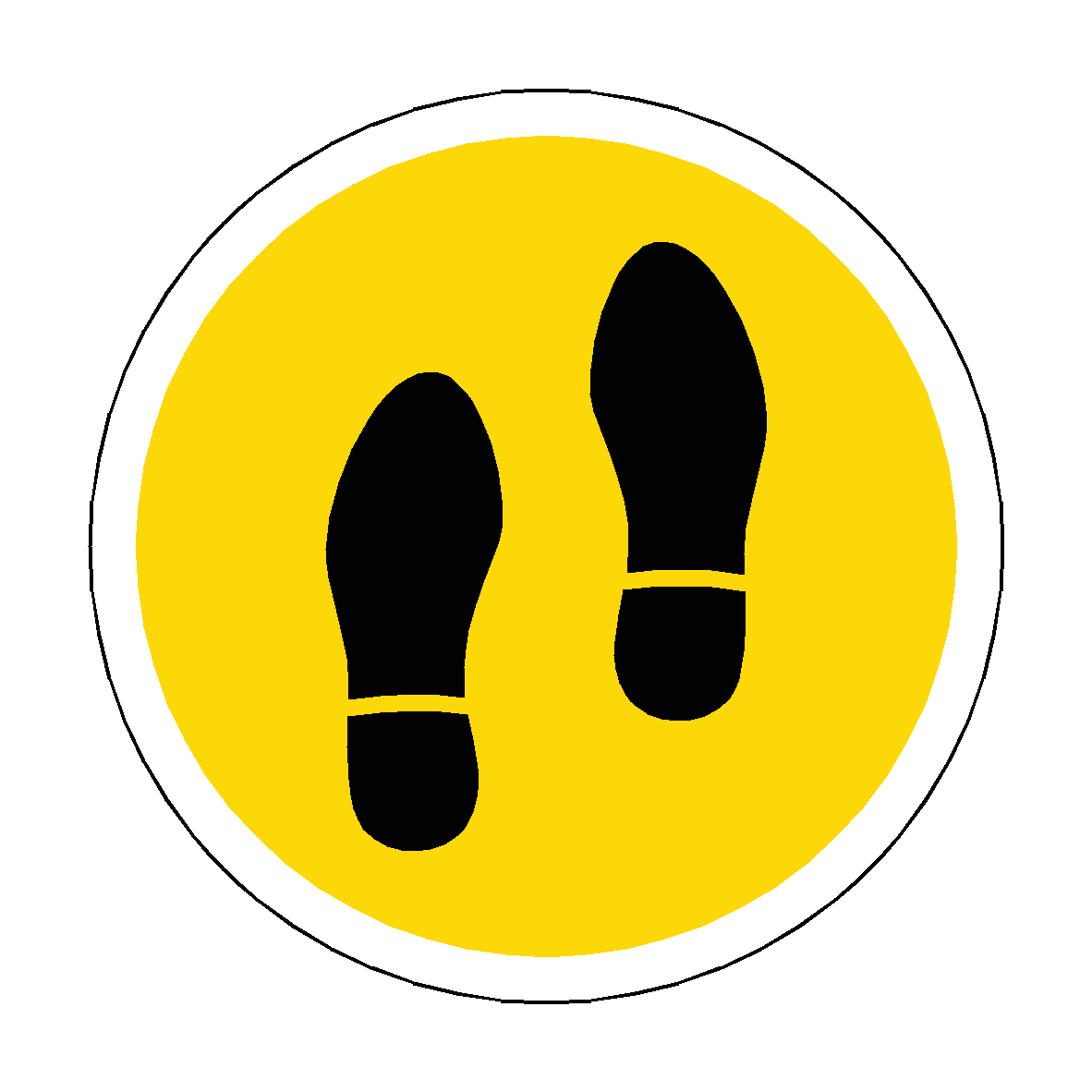 Social Distancing Footprint Floor Sticker - Yellow | Safety-Label.co.uk
