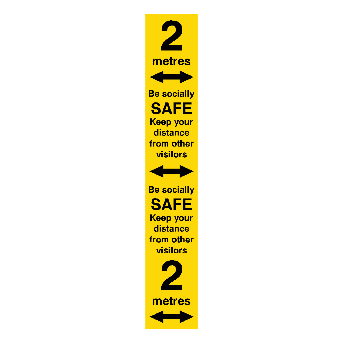 2 Metre Distance Floor Marking Strip - Yellow | Safety-Label.co.uk