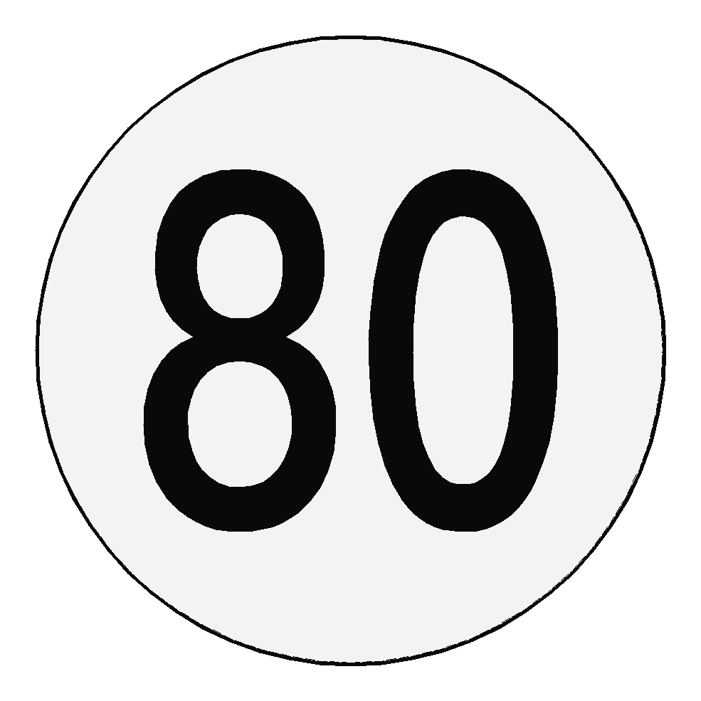 Reflective 80 Kph Speed Limit Sticker International | Safety-Label.co.uk