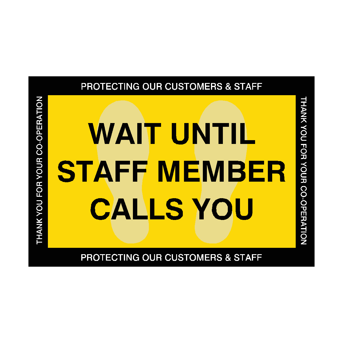 Wait Until Staff Member Calls You Floor Vinyl Sticker | Safety-Label.co.uk