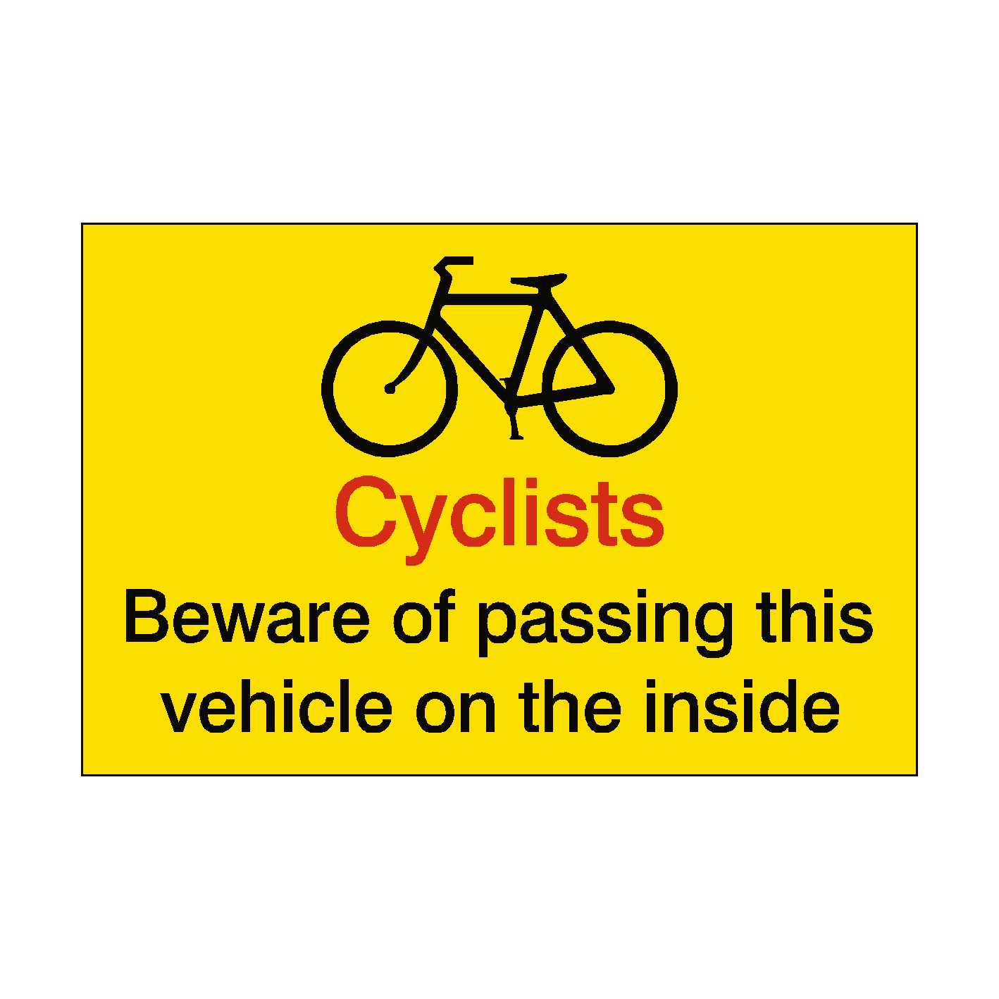 Cyclists Beware Vehicle Sticker | Safety-Label.co.uk