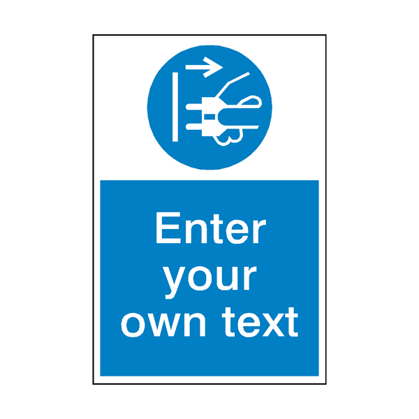 Disconnect Plug Custom Mandatory Sticker | Safety-Label.co.uk