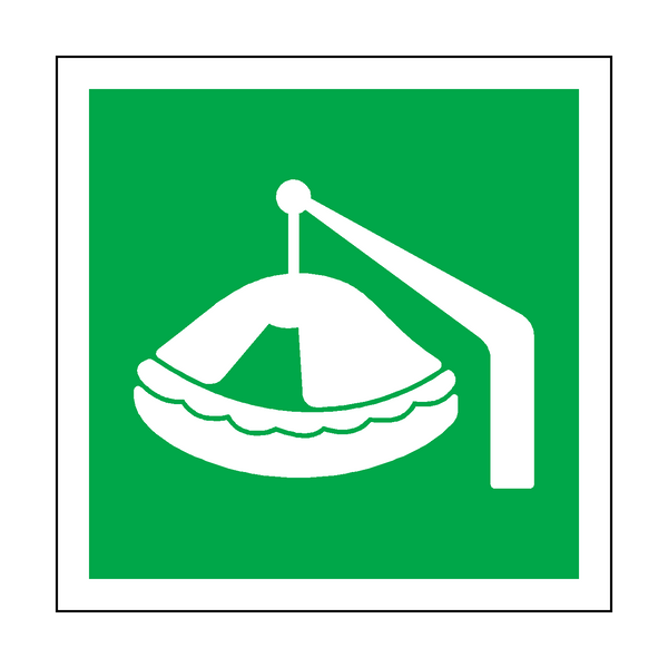 Davit Launched Liferaft Symbol Sign | Safety-Label.co.uk