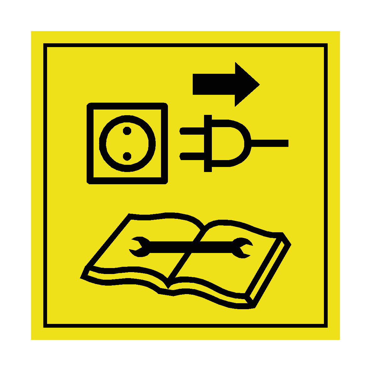 Disconnect The Power Outlet ISO Label | Safety-Label.co.uk