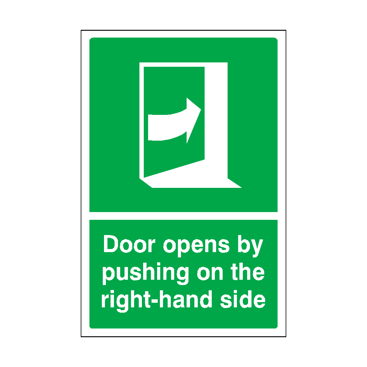 Door Opens By Pushing On The Right-hand Side Sign | Safety-Label.co.uk
