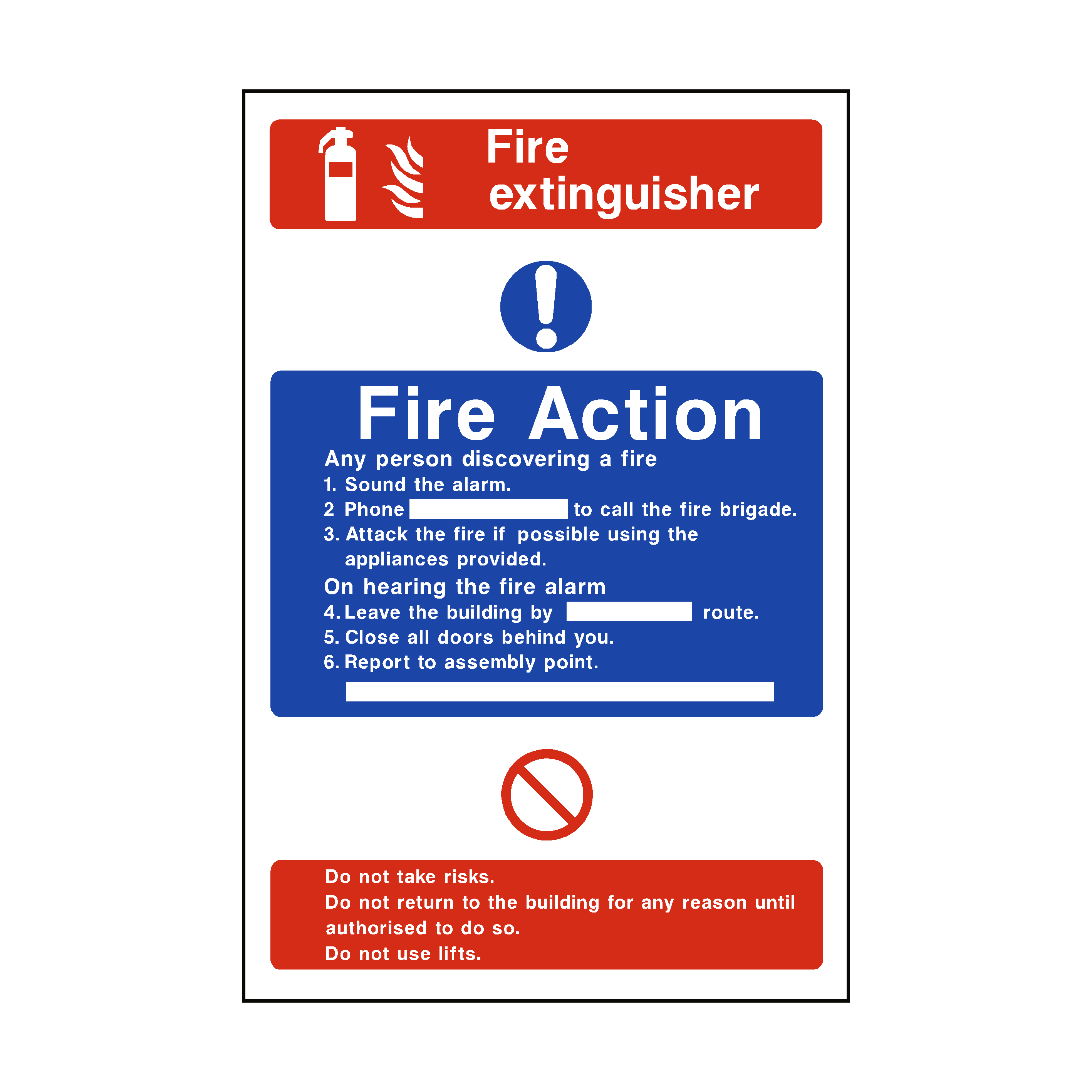 Fire Action Fire Extinguisher Sticker | Safety-Label.co.uk
