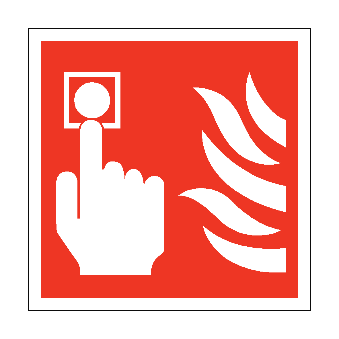 Fire Button Square Safety Sticker | Safety-Label.co.uk