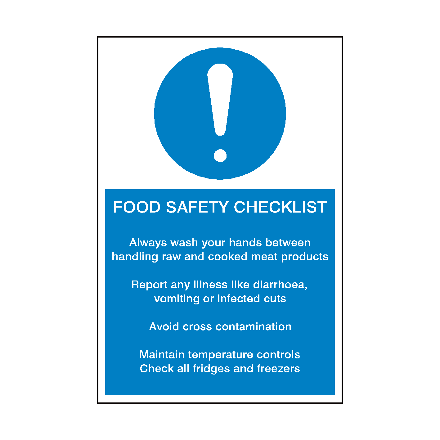 Food Safety Checklist Sign | Safety-Label.co.uk