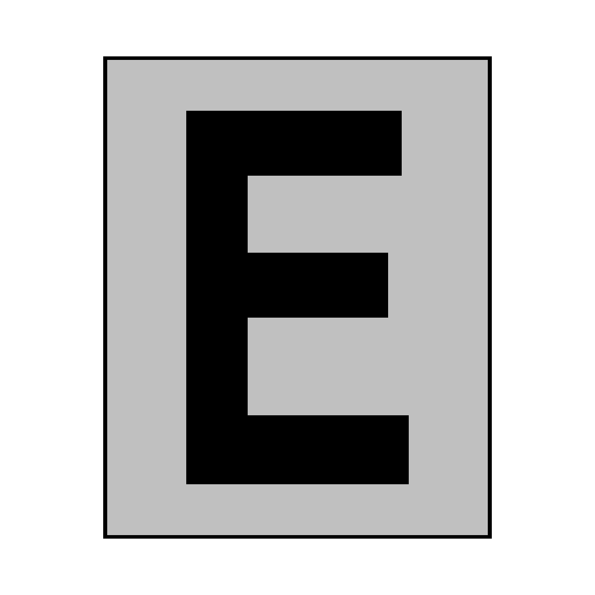 Silver Letter E Sticker | Safety-Label.co.uk