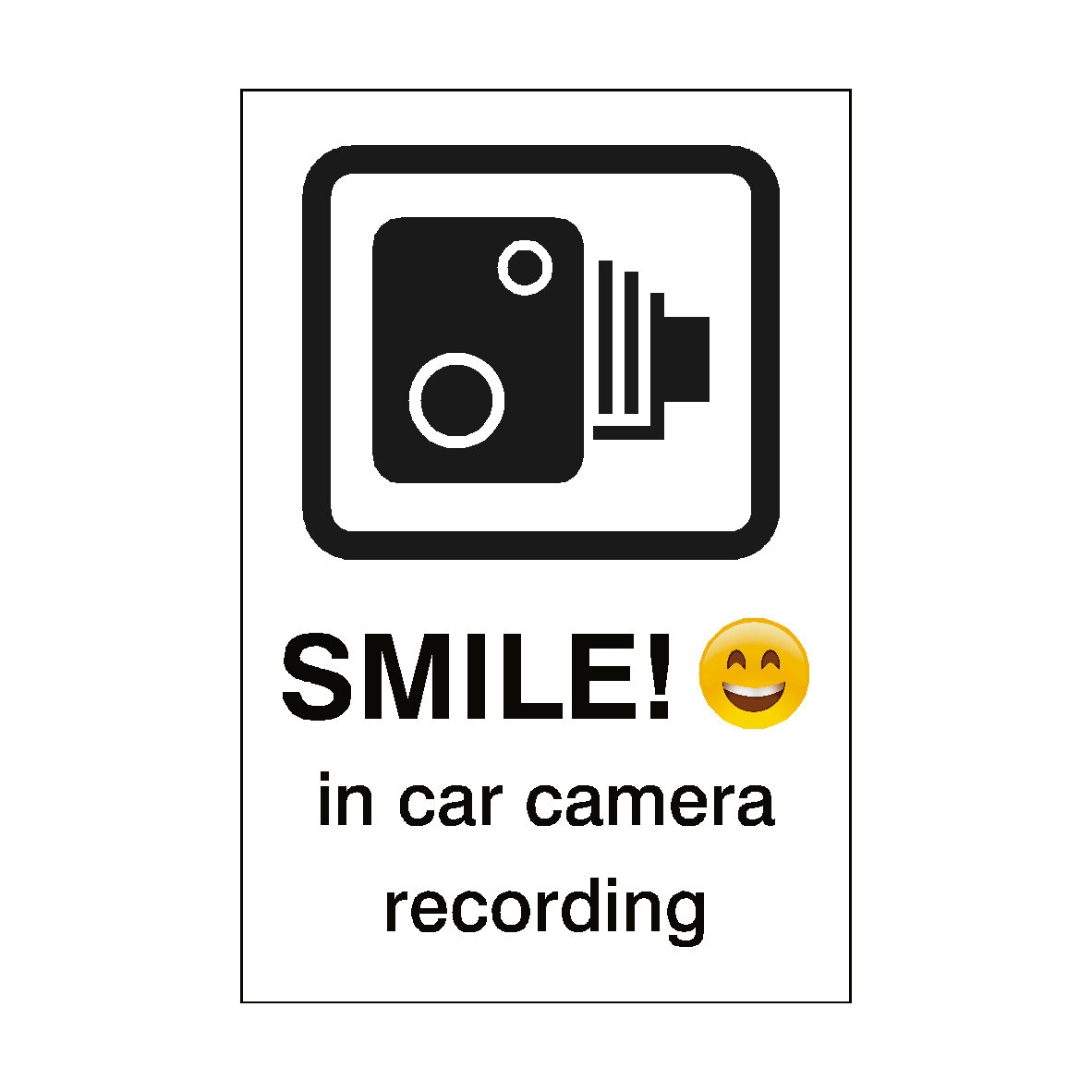 Smile In Car Camera Recording Sticker | Safety-Label.co.uk