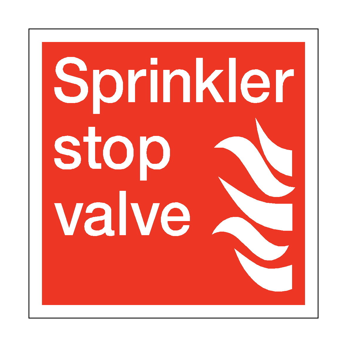 Sprinkler Stop Valve Square Sticker | Safety-Label.co.uk
