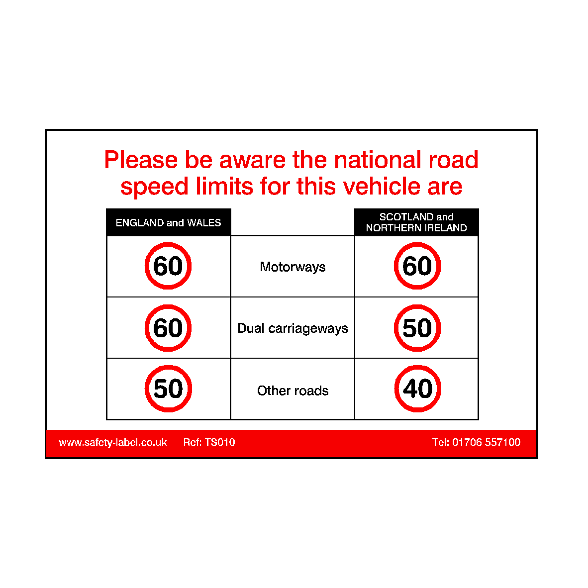 UK Goods Vehicle Speed Limit Sticker | Safety-Label.co.uk