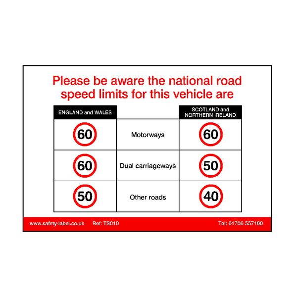 UK Goods Vehicle Speed Limit Sticker | Safety-Label.co.uk