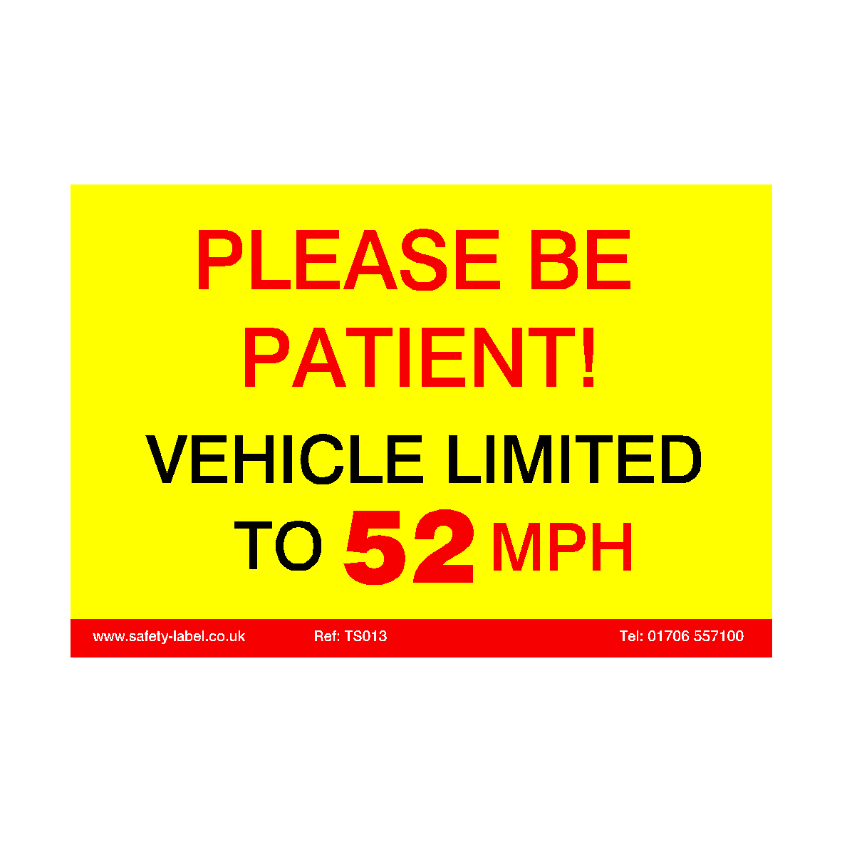 Vehicle Limited To 52 MPH Sticker | Safety-Label.co.uk