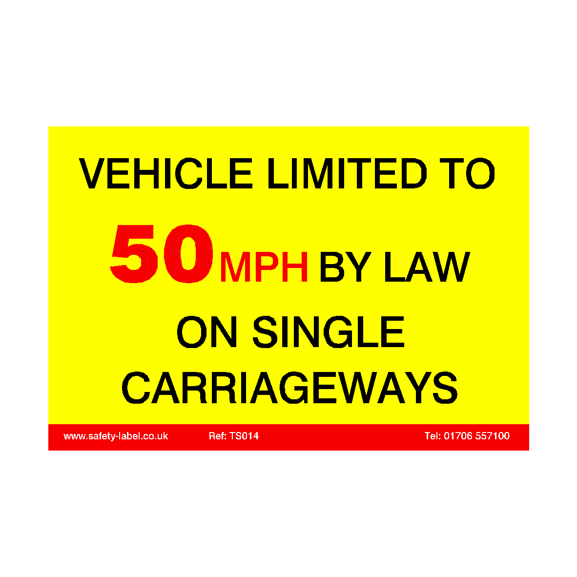 Vehicle Limited To 50 MPH Sticker | Safety-Label.co.uk