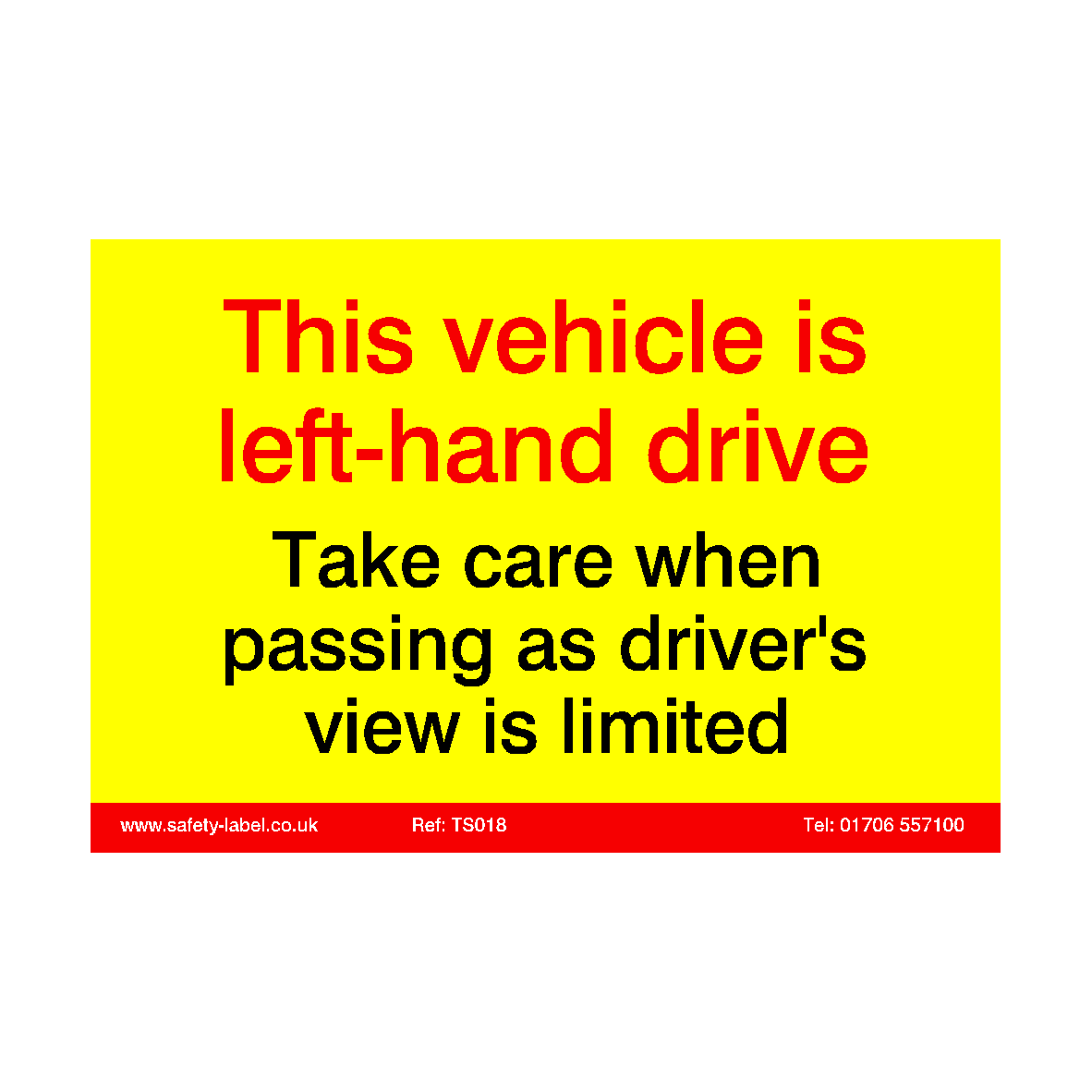 Left Hand Drive Vehicle Sticker | Safety-Label.co.uk