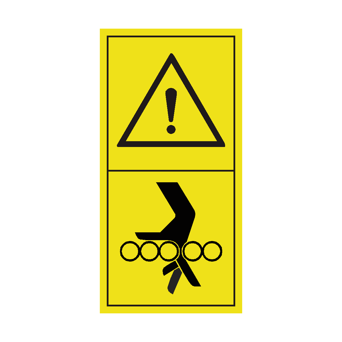 Warning Pulling Your Hand Between The Rollers Sticker | Safety-Label.co.uk