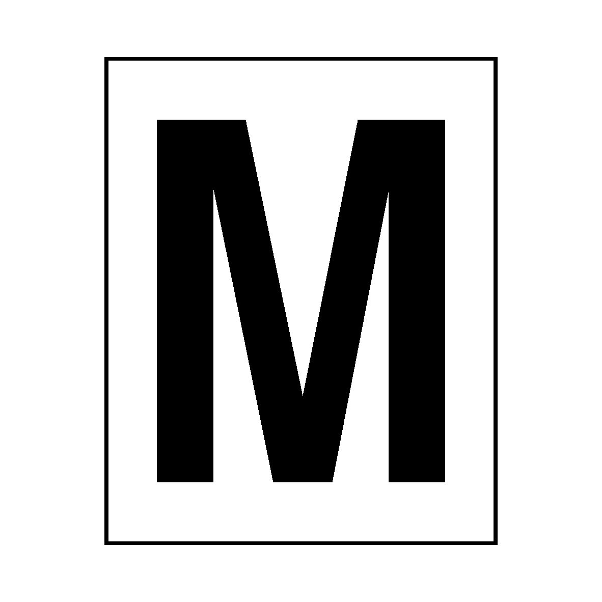 Letter M Sticker Black | Safety-Label.co.uk