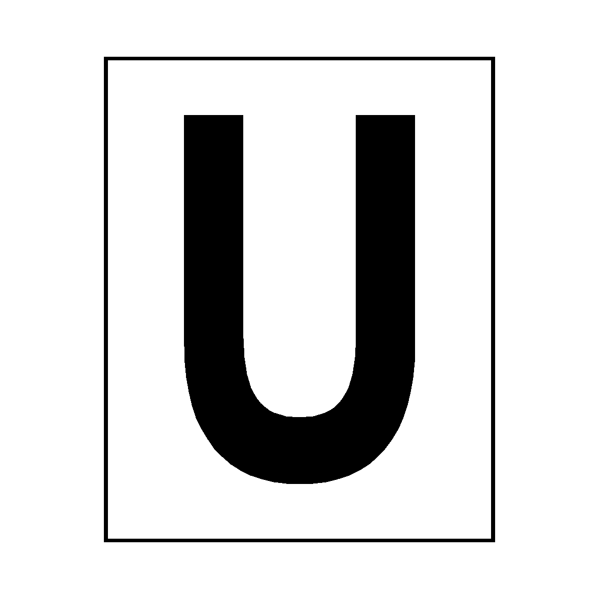 Letter U Sticker Black | Safety-Label.co.uk