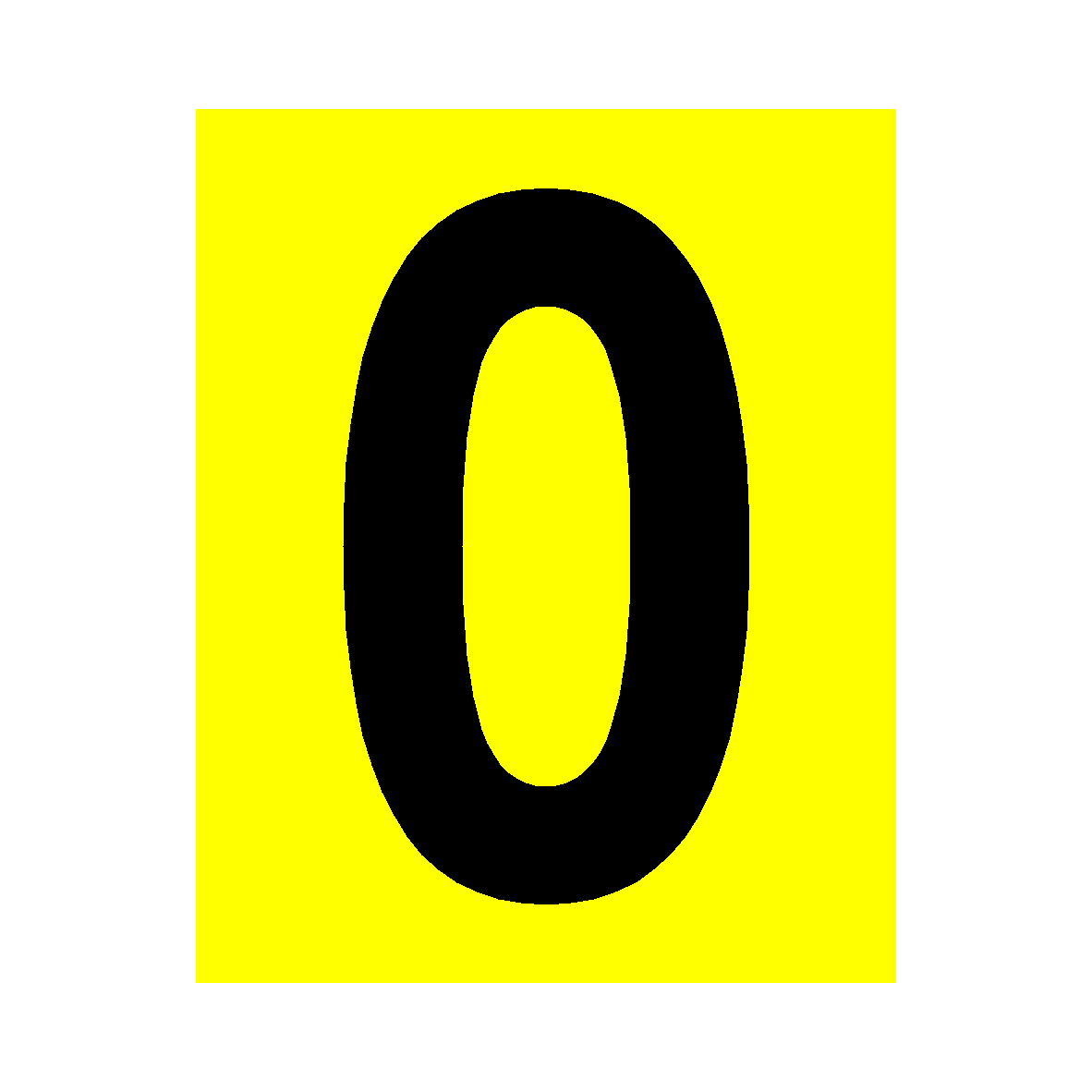 Yellow Number 0 Sticker | Safety-Label.co.uk
