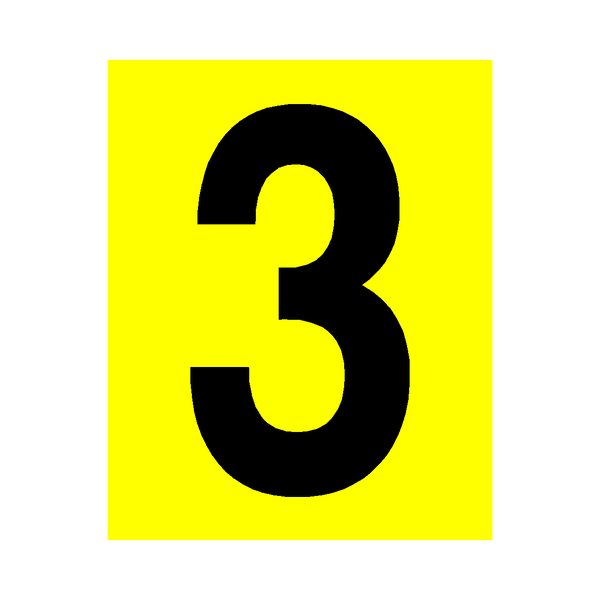 Yellow Number 3 Sticker
