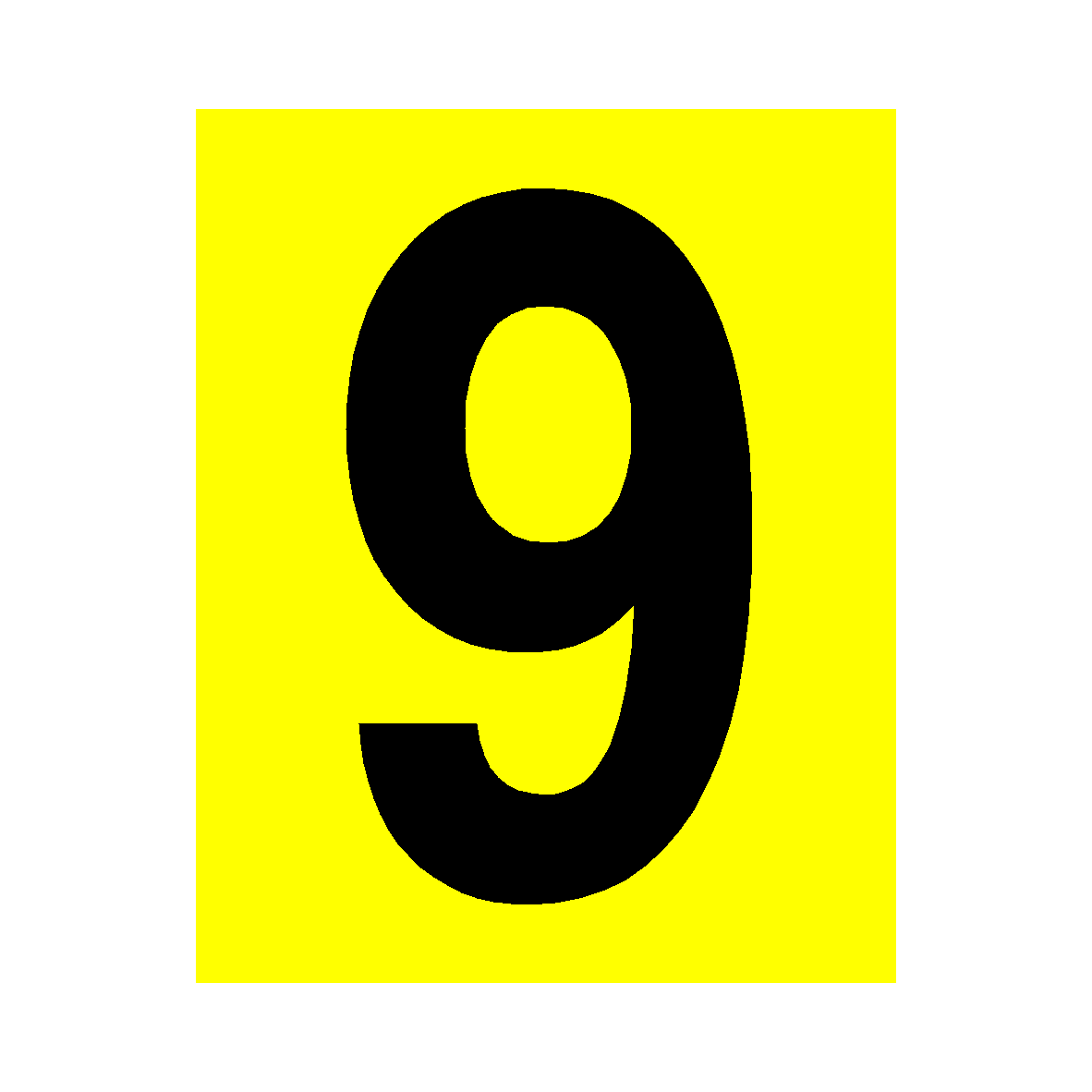 Yellow Number 9 Sticker | Safety-Label.co.uk
