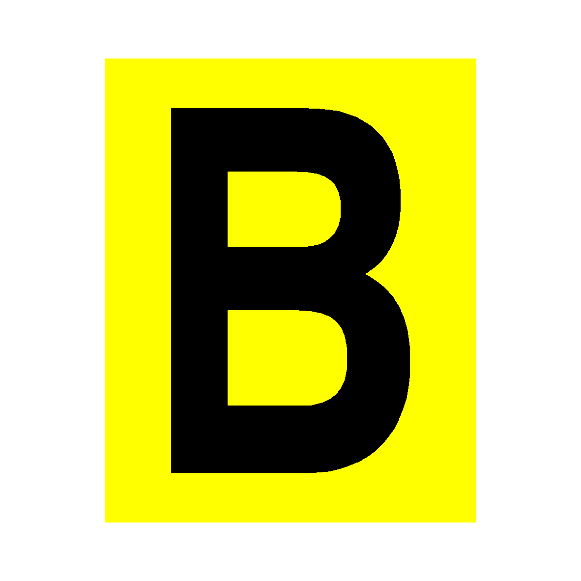Yellow Letter B Sticker | Safety-Label.co.uk