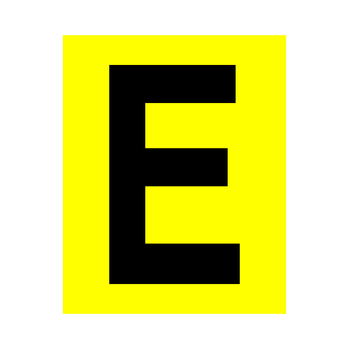 Yellow Letter E Sticker | Safety-Label.co.uk