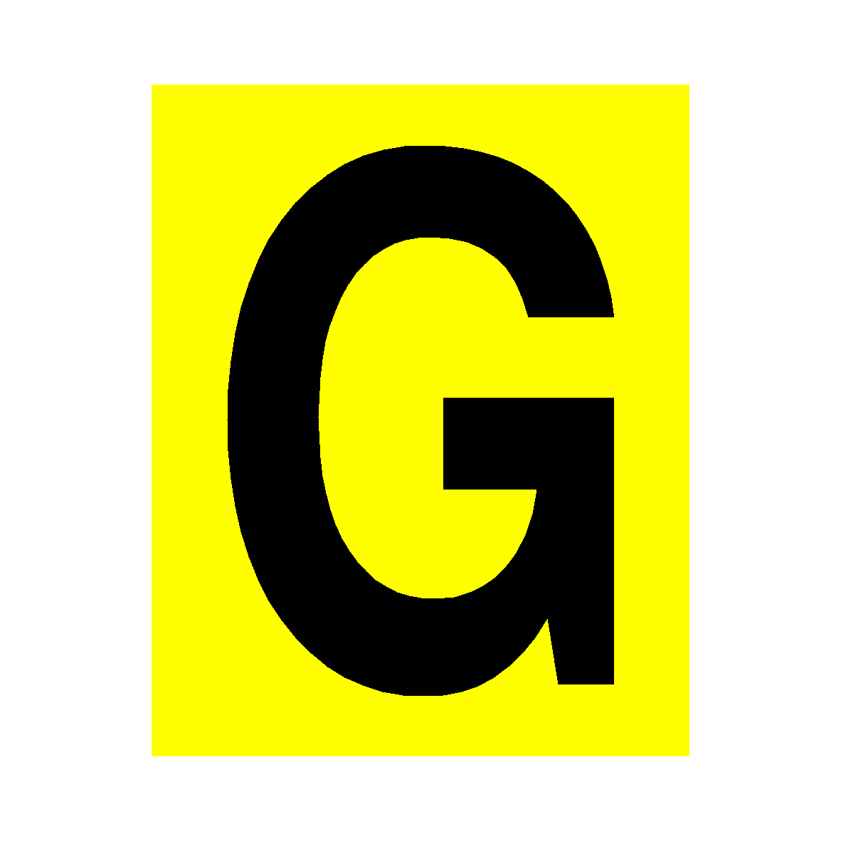 Yellow Letter G Sticker | Safety-Label.co.uk