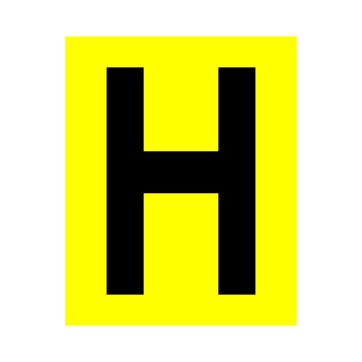 Yellow Letter H Sticker | Safety-Label.co.uk