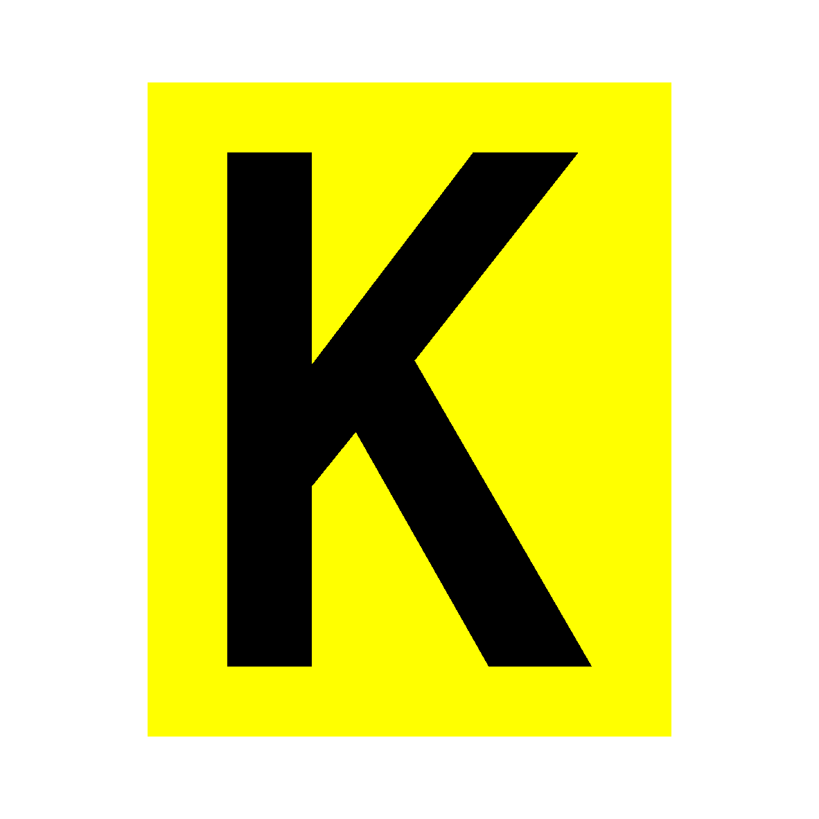 Yellow Letter K Sticker | Safety-Label.co.uk