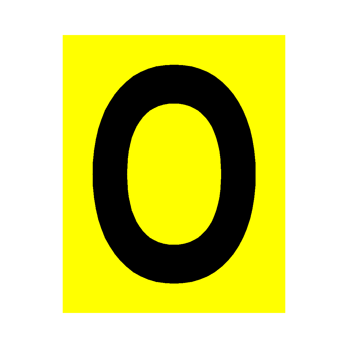 Yellow Letter O Sticker | Safety-Label.co.uk