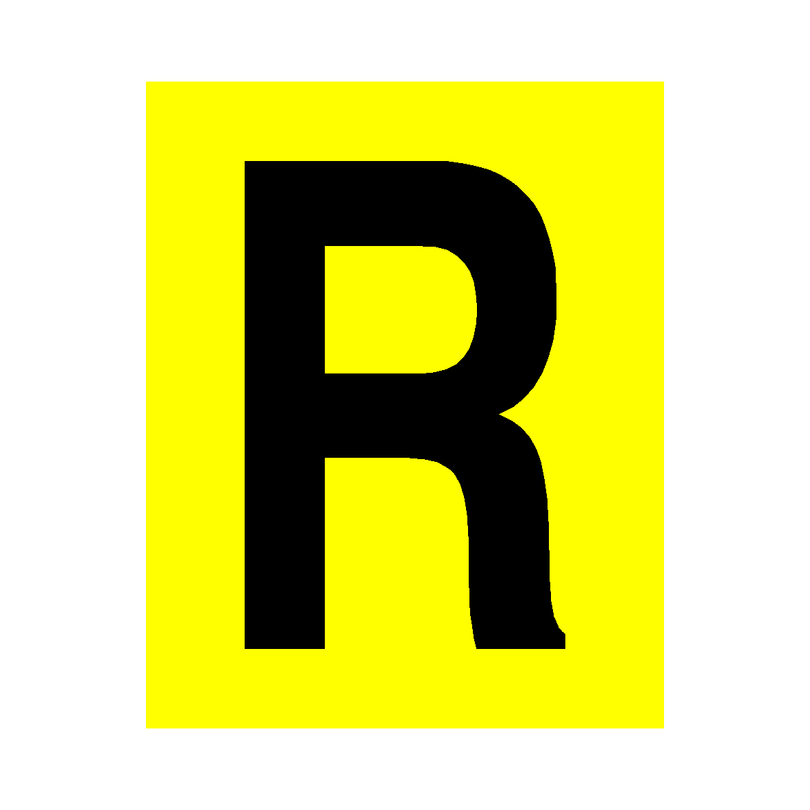Yellow Letter R Sticker | Safety-Label.co.uk