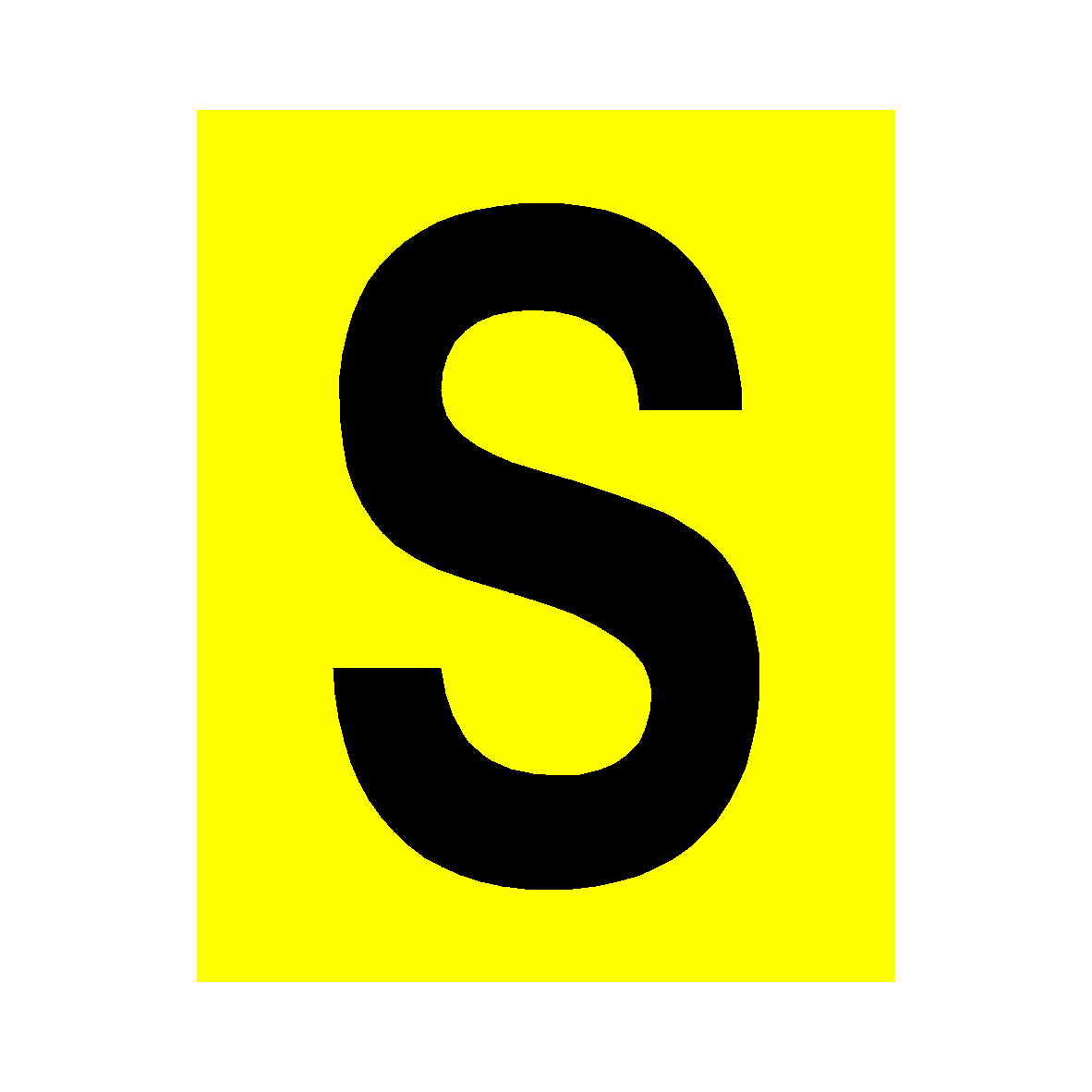 Yellow Letter S Sticker | Safety-Label.co.uk