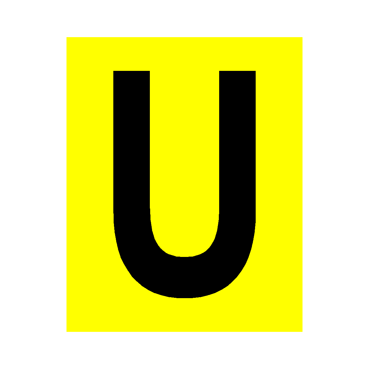 Yellow Letter U Sticker | Safety-Label.co.uk