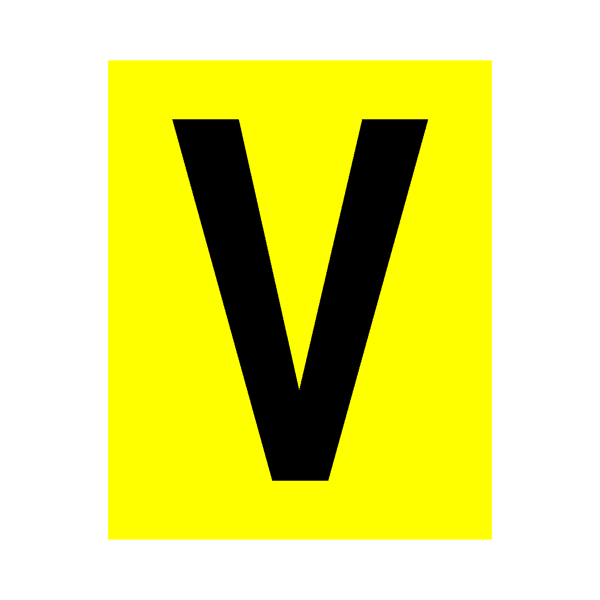 Yellow Letter V Sticker | Safety-Label.co.uk