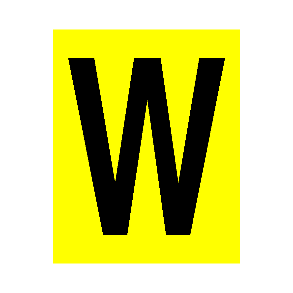 Yellow Letter W Sticker | Safety-Label.co.uk