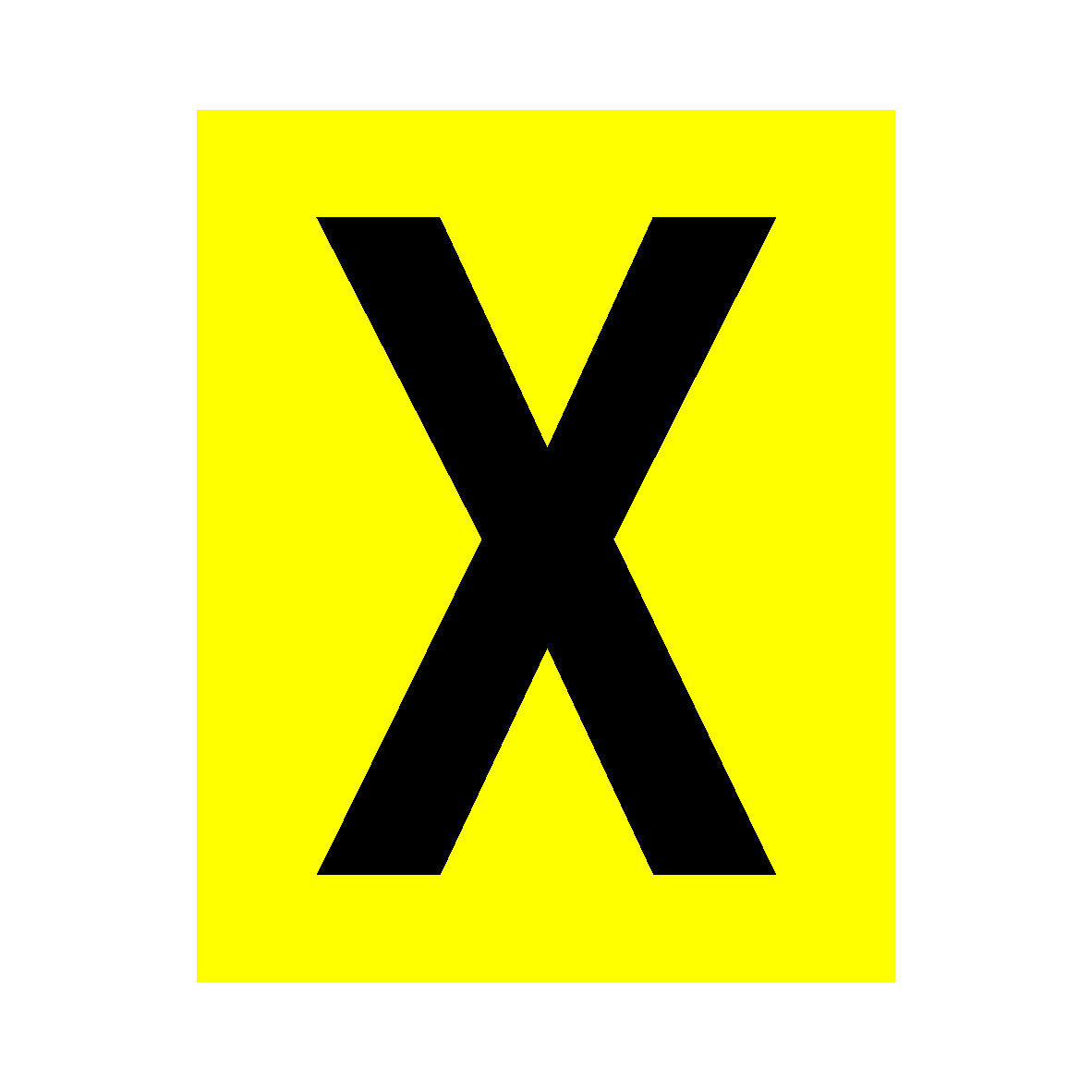 Yellow Letter X Sticker | Safety-Label.co.uk