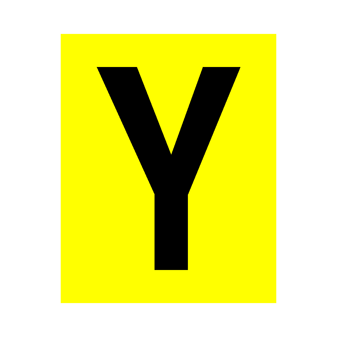 Yellow Letter Y Sticker | Safety-Label.co.uk