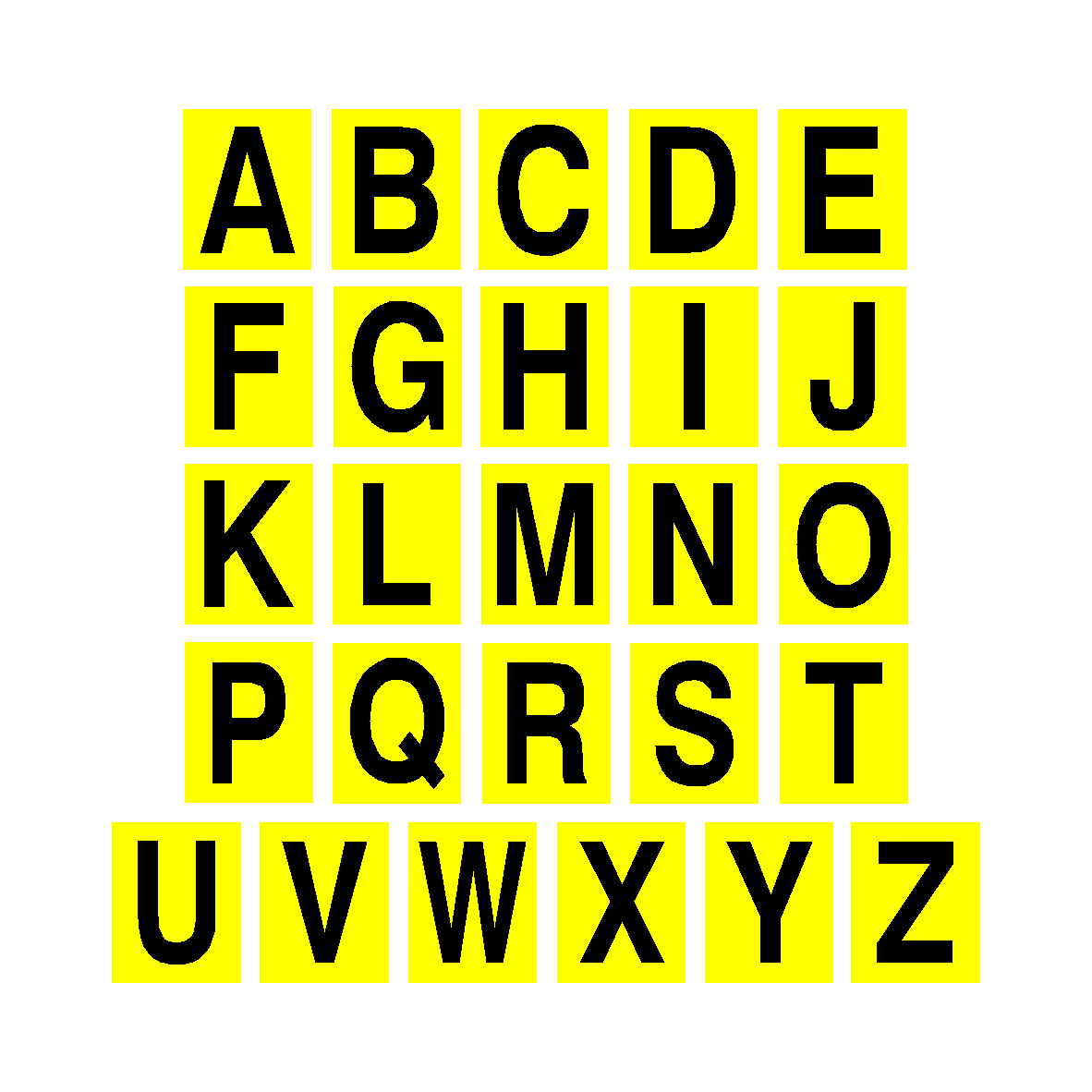 Yellow Alphabet Letter Sticker Pack | Safety-Label.co.uk