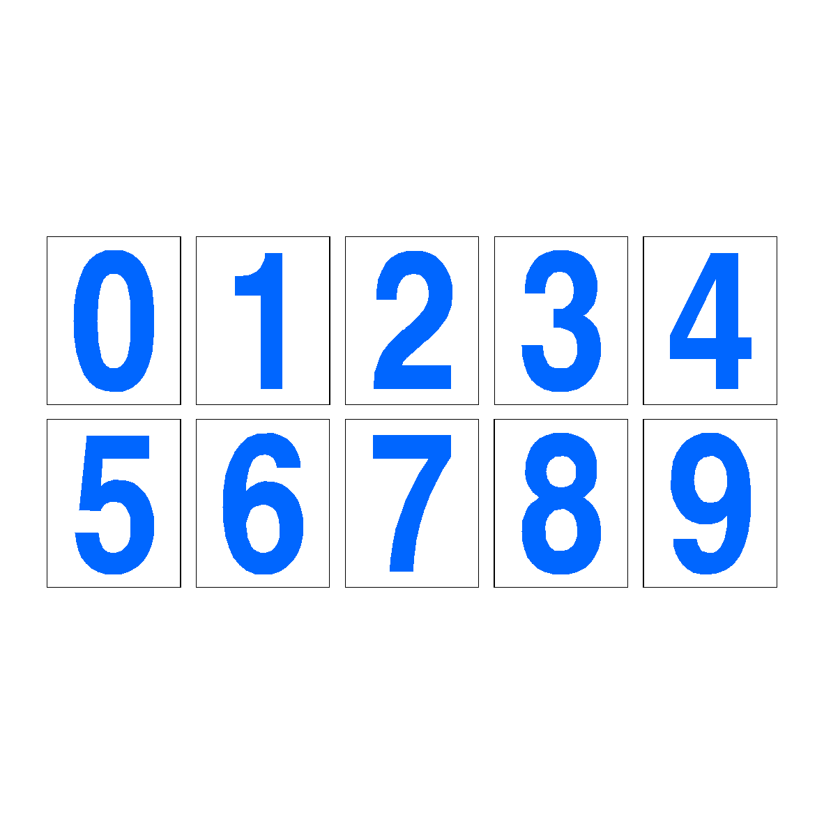 Number Sticker Pack 0 to 9 Blue