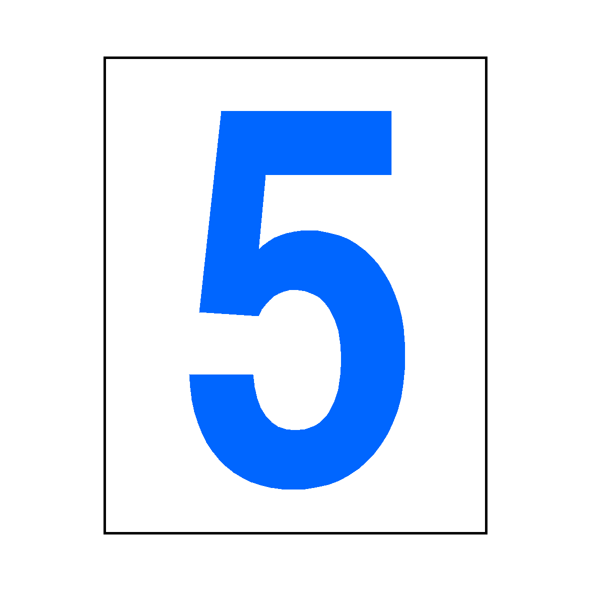 Number 5 Sticker Blue